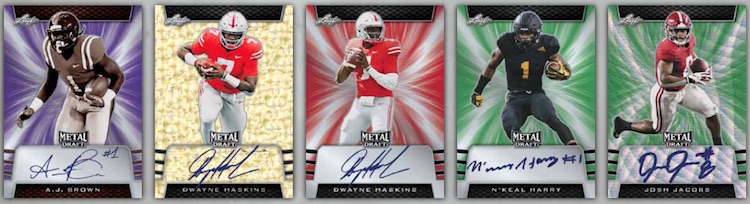 2019 Leaf Metal Draft Football Checklist, Short Print Set Info, Boxes, Date